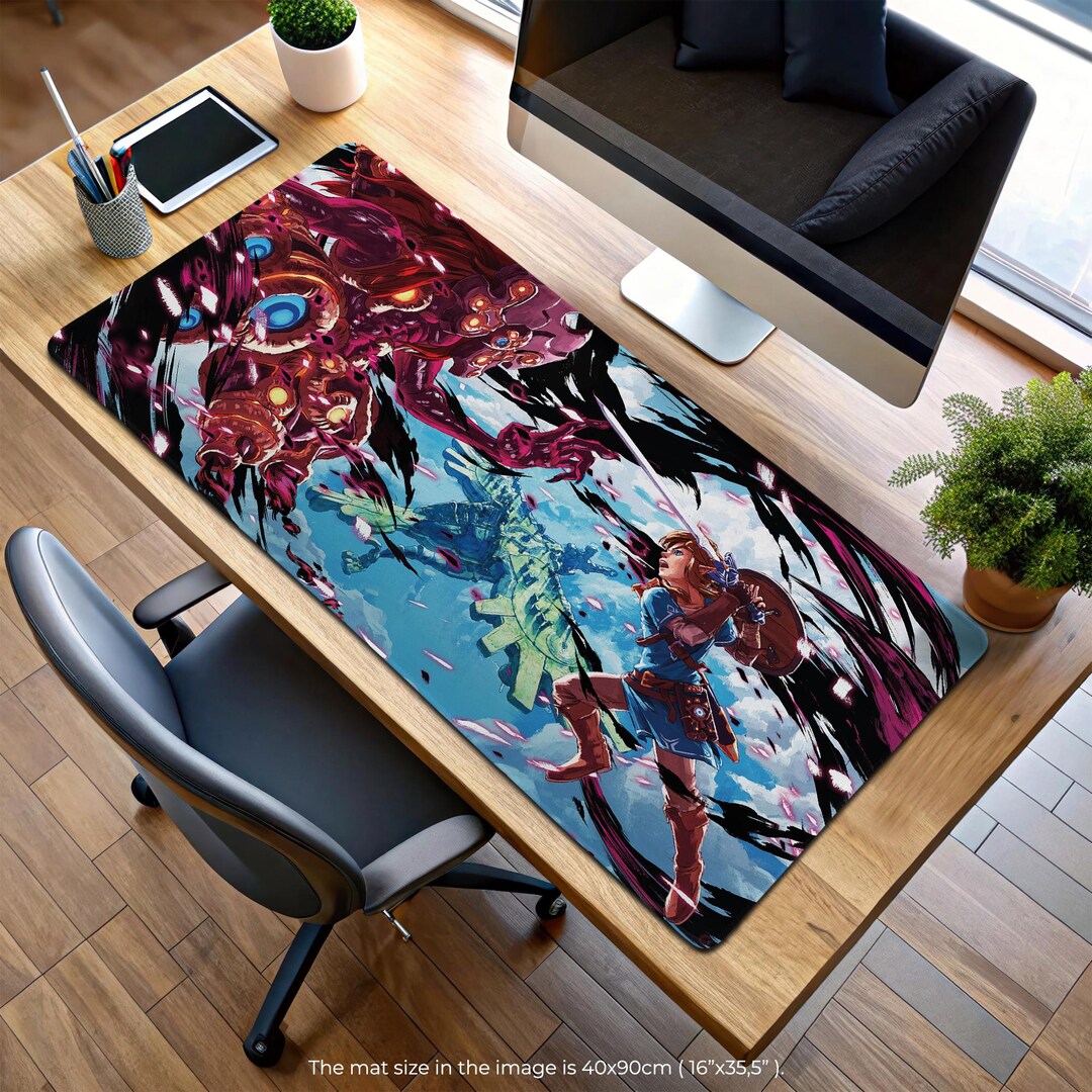 Zelda Battle Gaming Mouse Pad, Legend of Zelda Desk Mat, Epic Fantasy ...