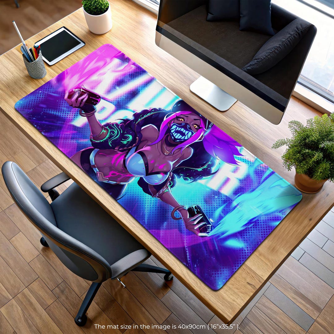 K/DA Akali Neon Gaming Mouse Pad, League of Legends Desk Mat, Lol K-pop ...