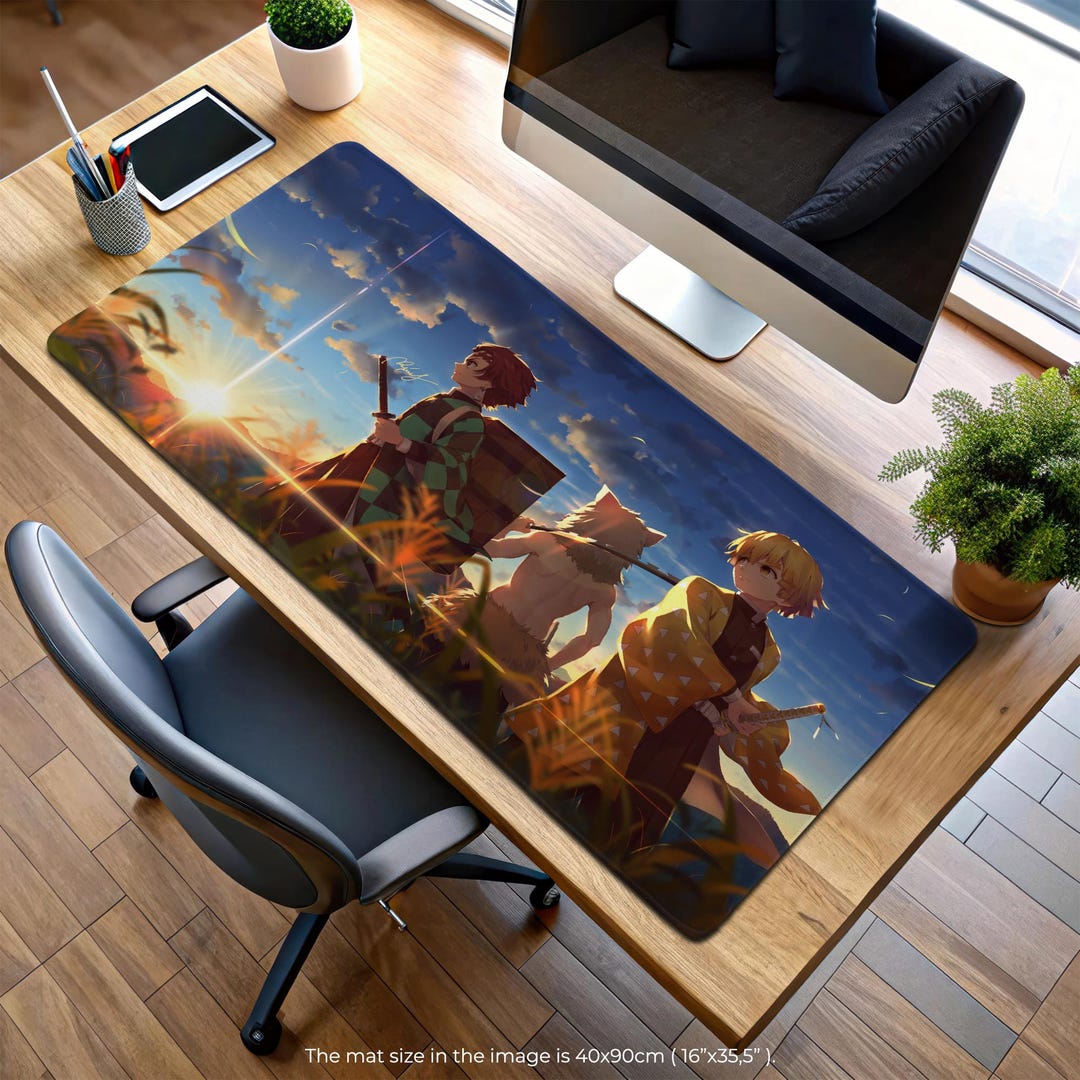 Demon Slayer Trio Gaming Mouse Pad, Tanjiro Zenitsu Inosuke Sunset Desk ...