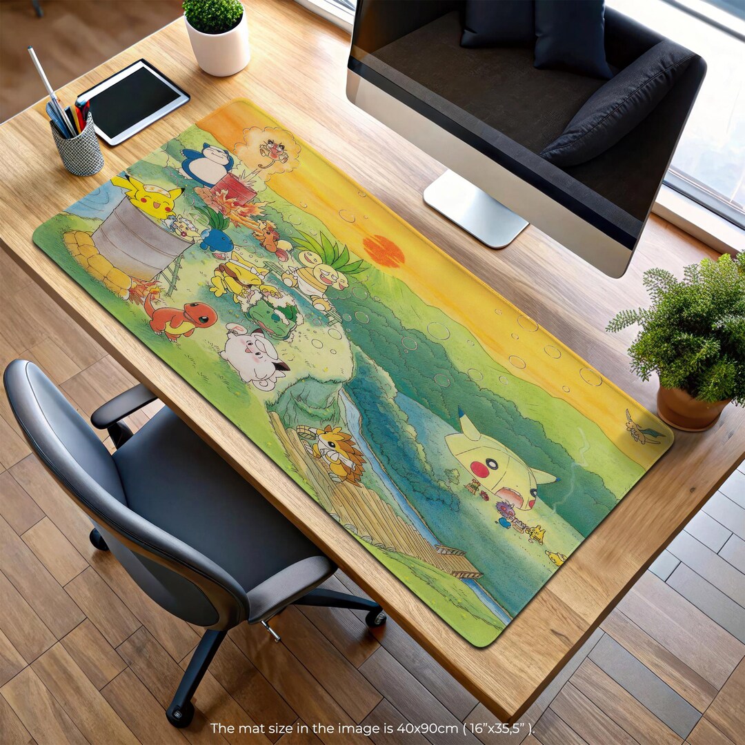 Cute Pokémon Gaming Mouse Pad, Kawaii Pikachu Desk Mat, Pokémon Village ...