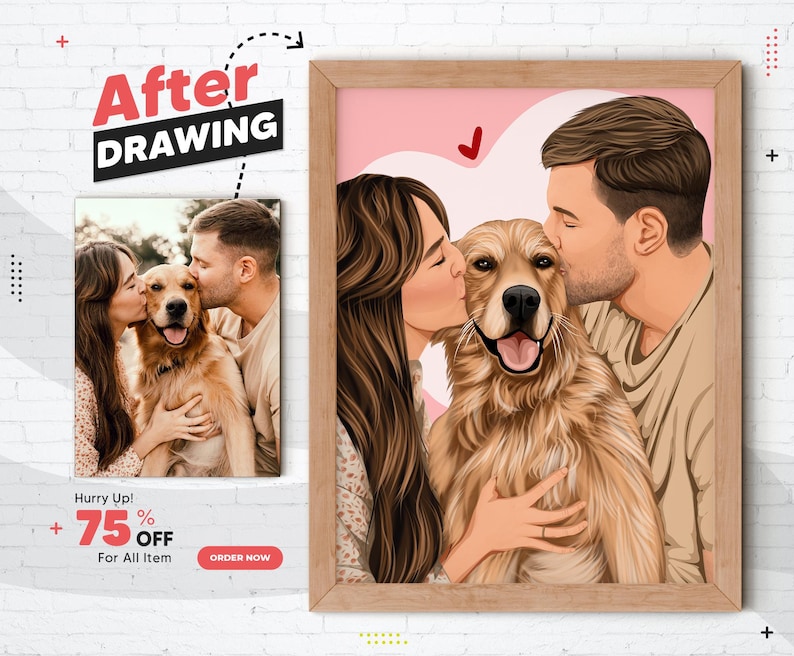 Couple Portrait, Gift for Couple, Faceless Portrait, Engagement Drawing ...