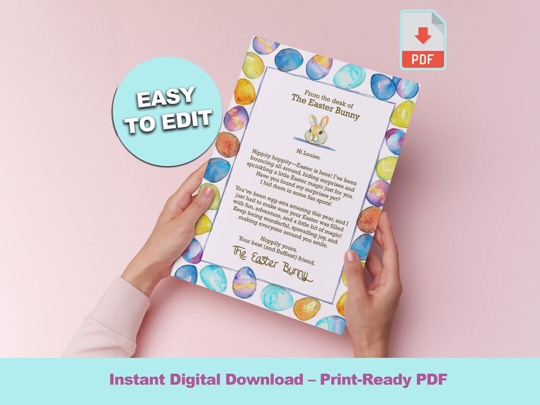 Editable Easter Bunny Letter - Personalised Easter Bunny Note - Custom ...