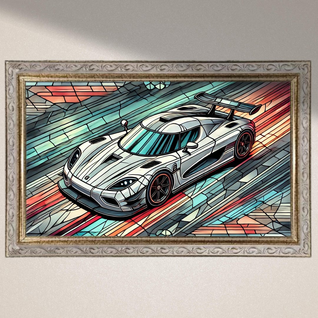 Stained Glass Sports Car Puzzle, 1014 Piece Jigsaw, Perfect Gift for ...