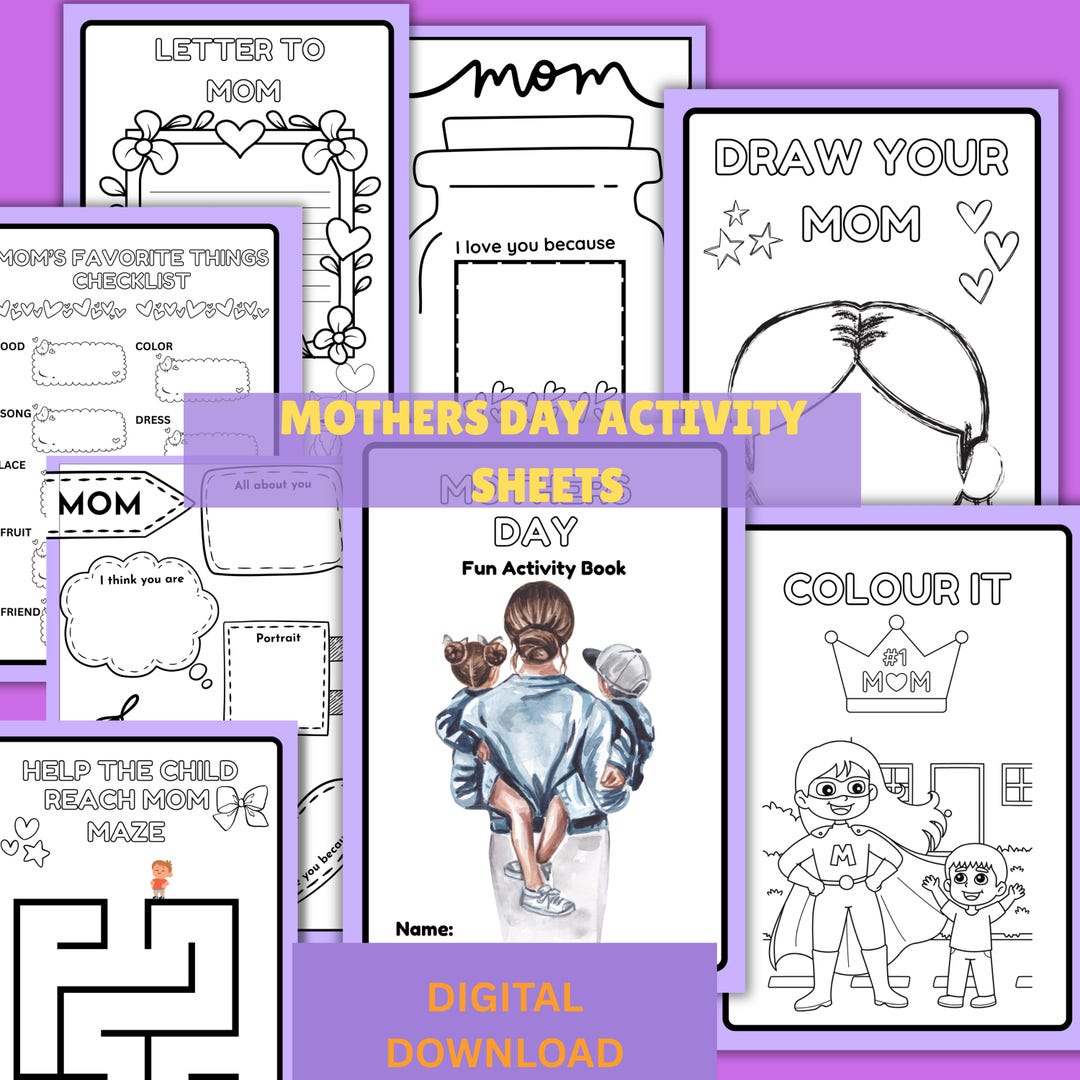 Mothers Day Printable Worksheets for Kids Activities Booklet Creative ...