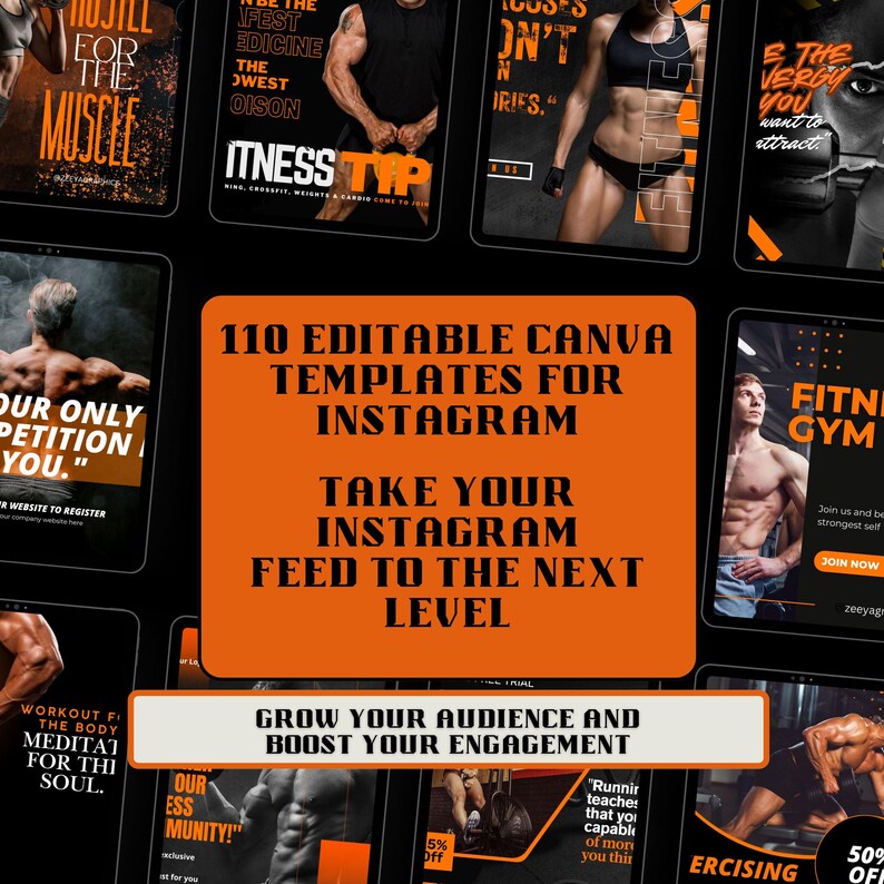 Editable Instagram Templates for Gym and Fitness on Canva - Etsy