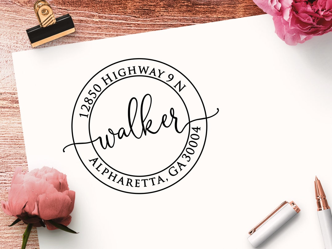 Address Stamp, Self Inking, Round Design, Personalized Custom Return ...