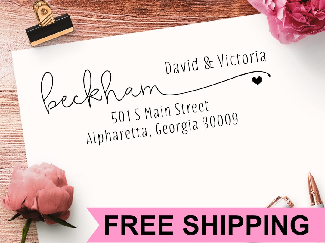 Personalized Heart Self Inking Return Address Stamp or Labels - Etsy