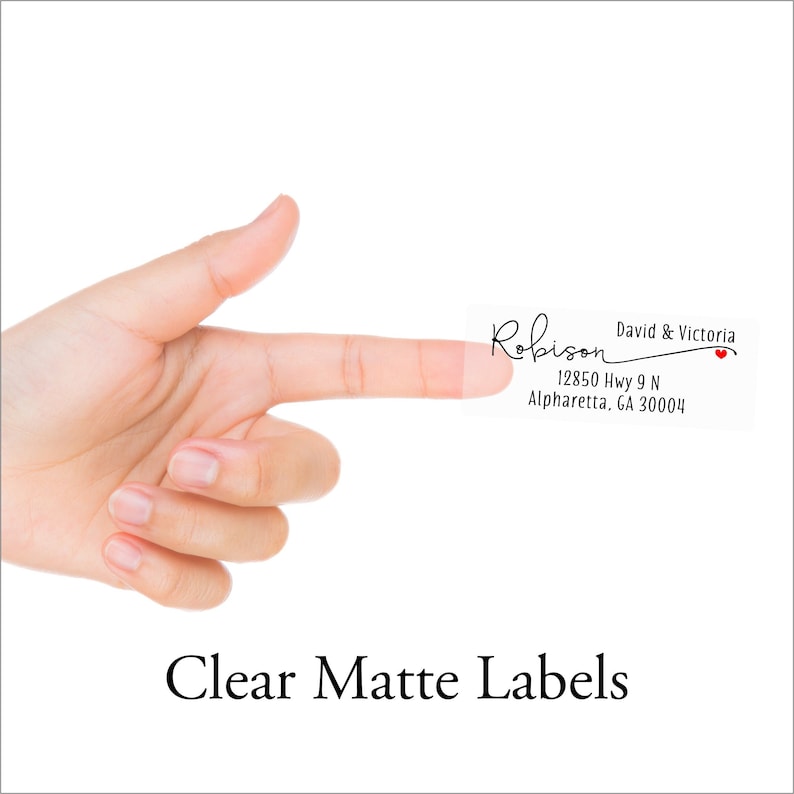 Custom Clear Matte Return Address Labels With Red Heart Accent - Etsy
