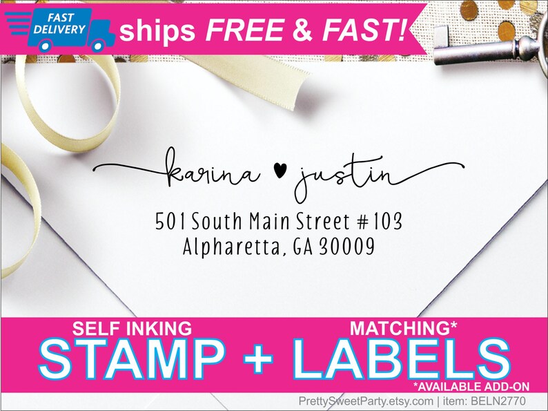 Return Address Stamp Self Ink Custom Address Stamp Wedding - Etsy