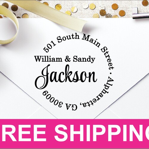 Round Return Address Stamp Personalized Self Inking Circle - Etsy