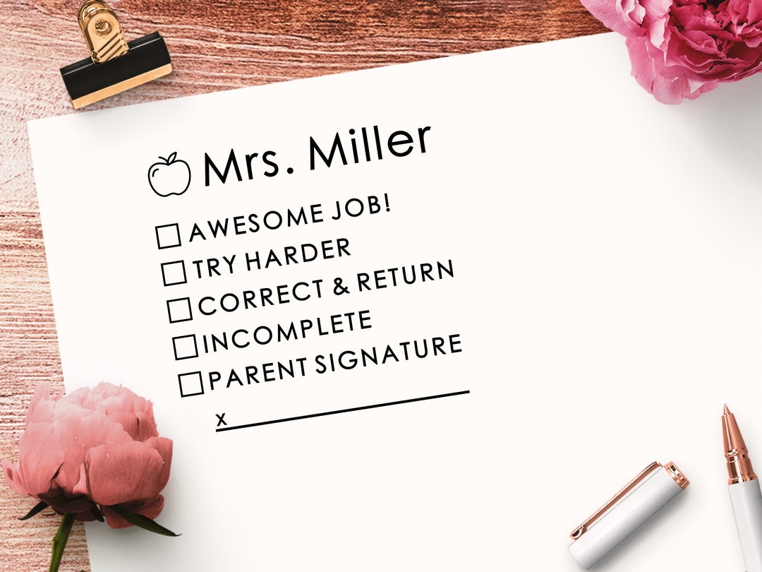 School Teacher Custom Stamp for Classwork, Homework,parent Signature ...