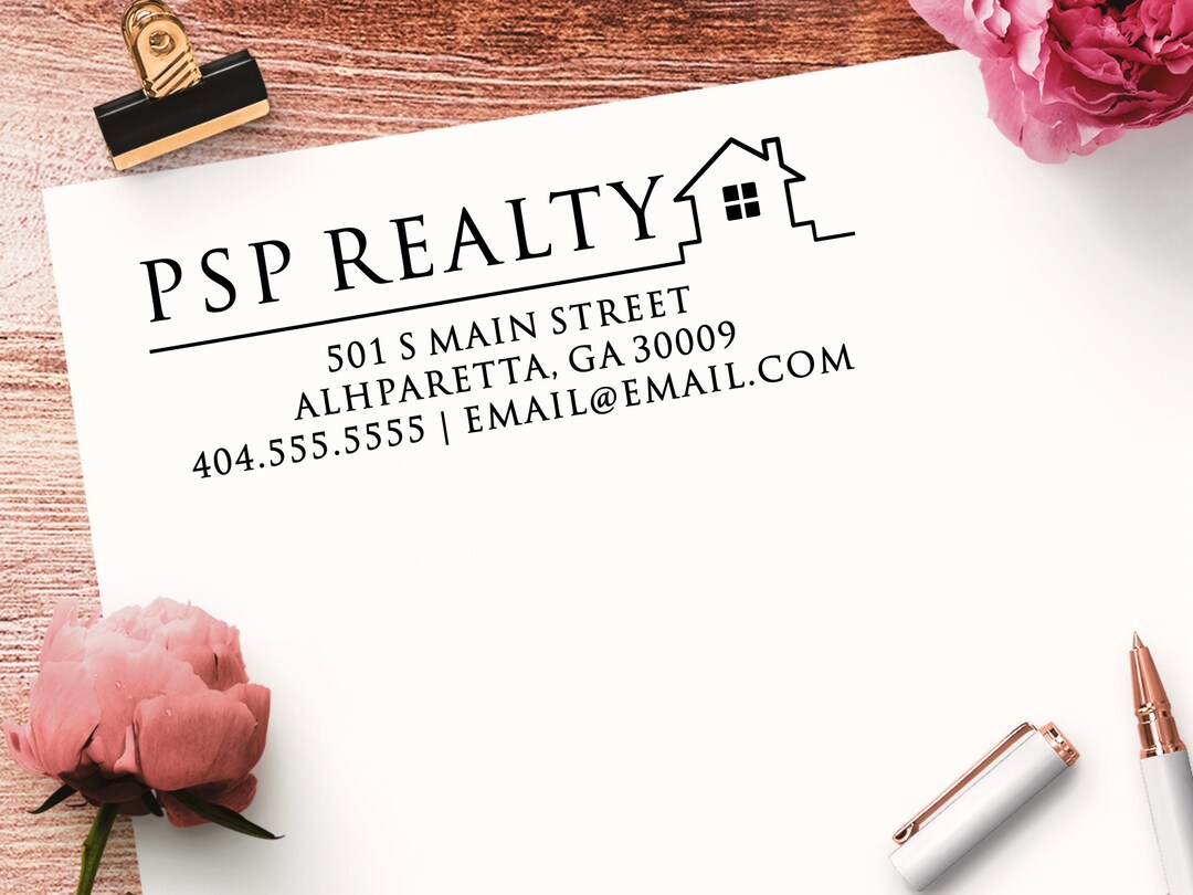 Real Estate Agent Stamp: Custom Self Inking Address Stamp or Labels - Etsy