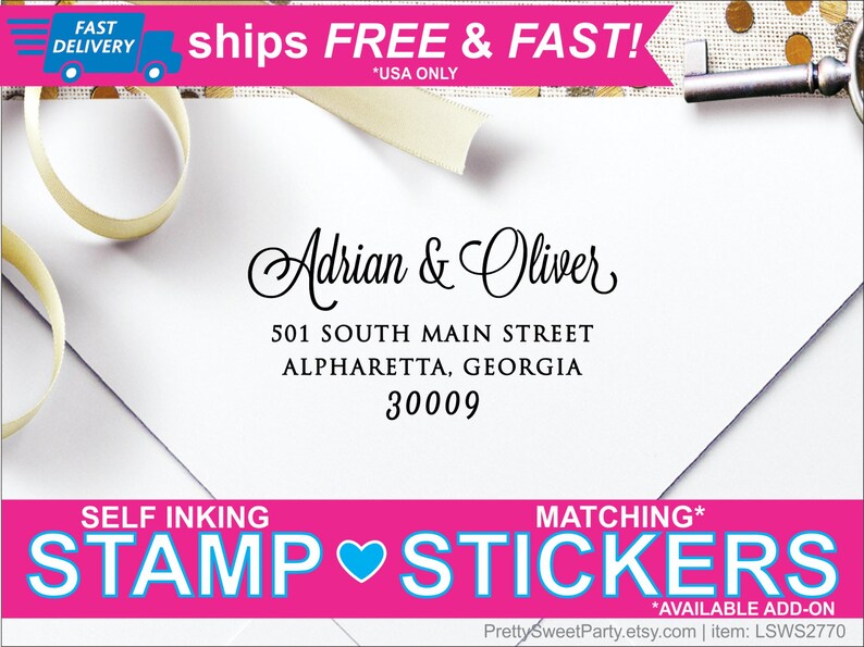 Custom Return Address Stamp or Labels Stickers: Script Font, Self ...