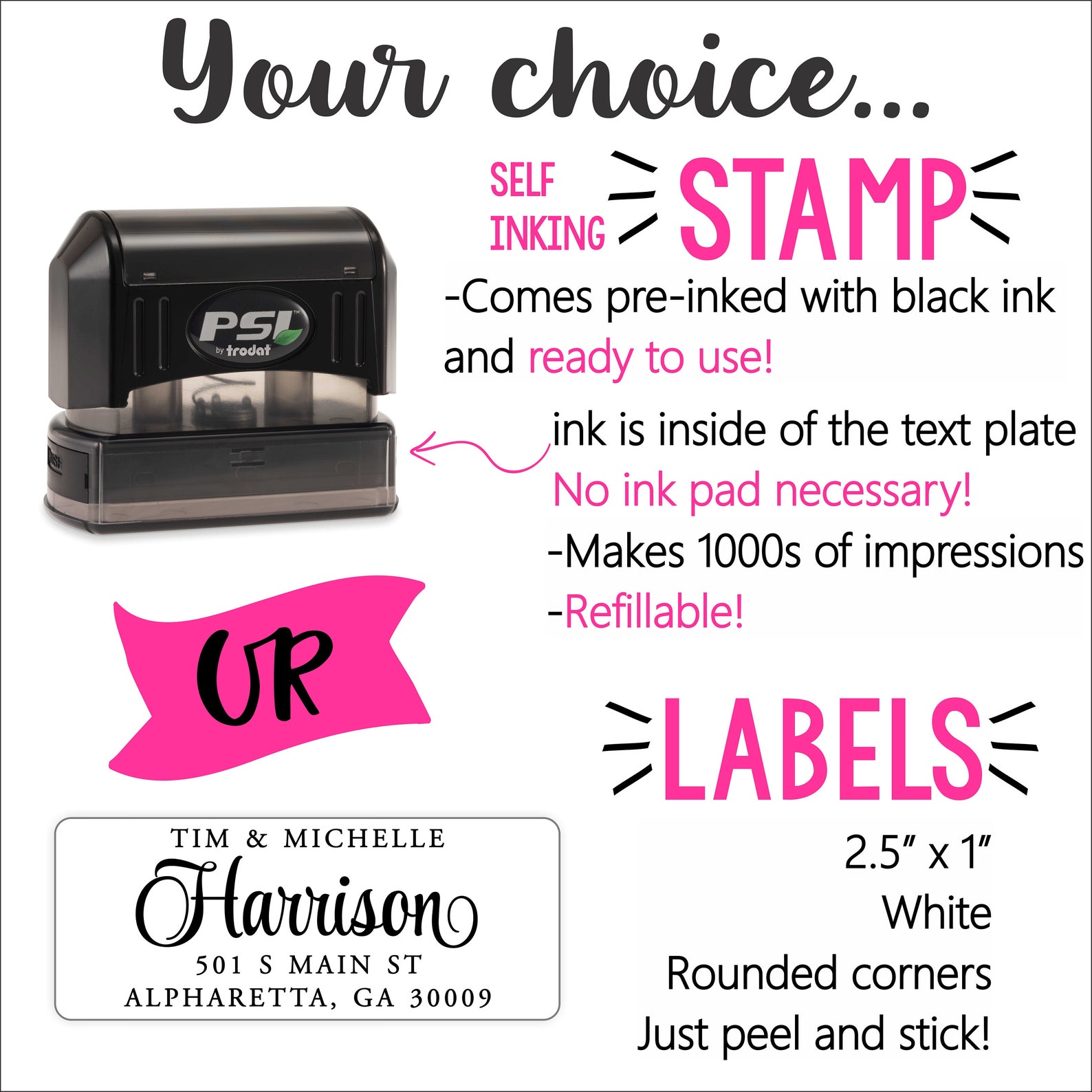 Self Inking Address Stamp or Return Address Labels, Personalized ...