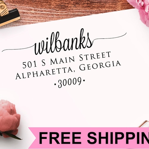 Return Address Stamp Custom Stamp Script Font With Long - Etsy