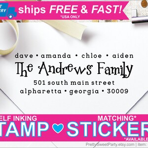 Personalized Family Return Address Stamp or Labels Stickers: Whimsical ...