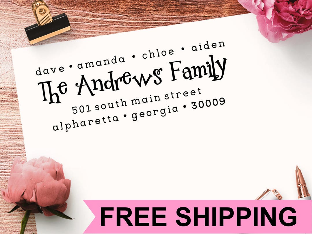 Whimsical Family Personalized Custom Self Inking Return Address Stamp ...