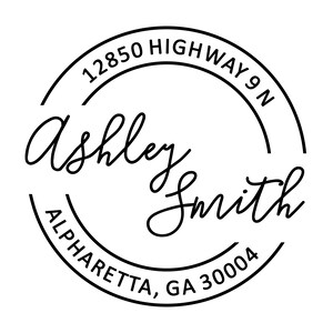 Address Stamp, ROUND CIRCLE Design, Self Inking Return Address Stamper ...