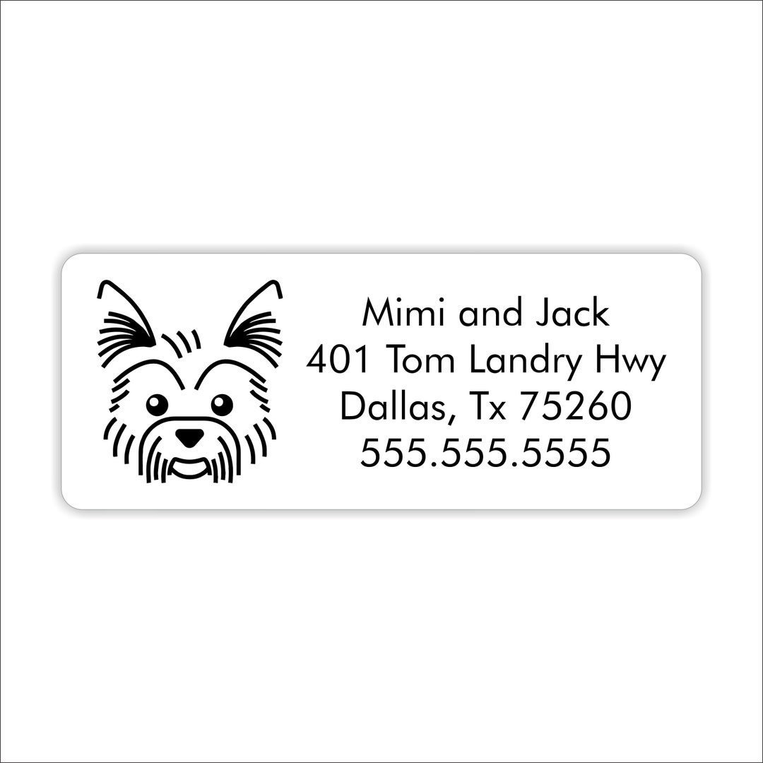 Yorkie Yorkshire Terrior Puppy Dog White Address Labels, Custom Printed ...
