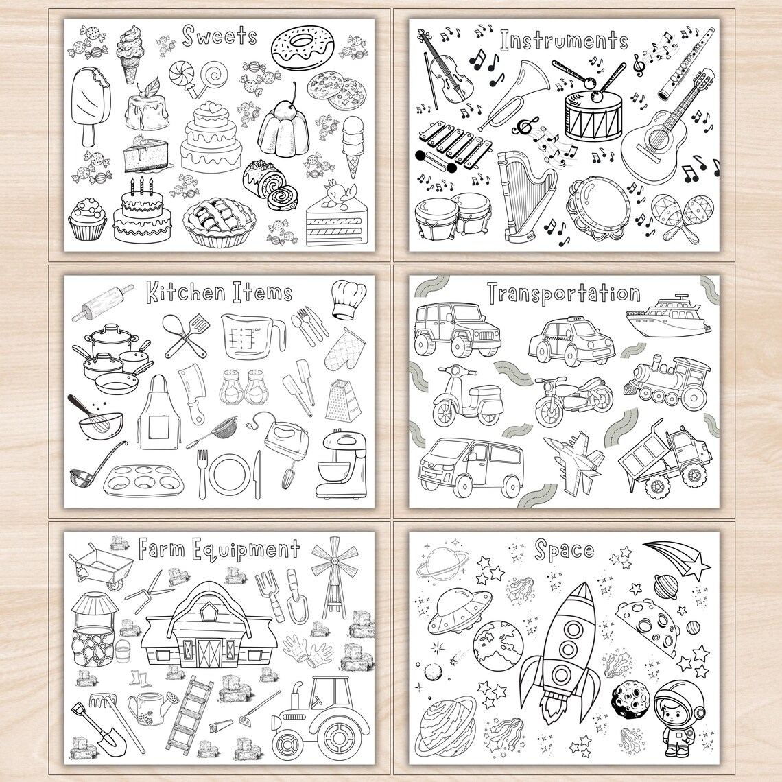 20 Fun Coloring Pages, Printable Coloring Pages, Animals Coloring, Food ...