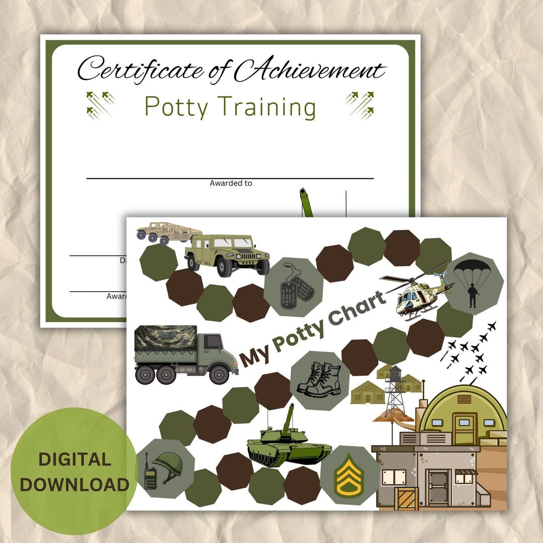 Army Potty Chart, Reward Chart, Potty Training, Printable Potty Chart ...