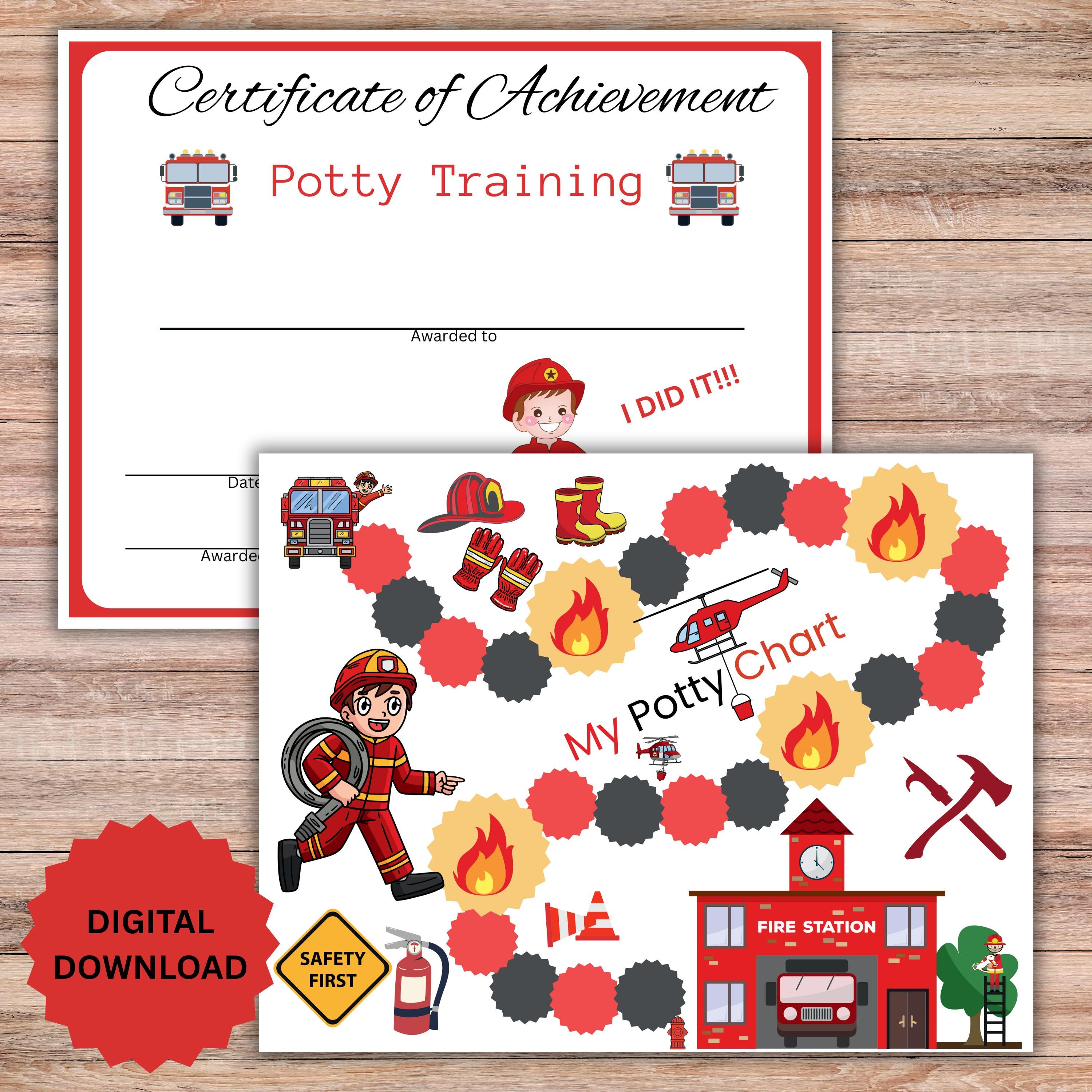 Fireman Potty Training Chart With Certificate of Achievement, Printable ...