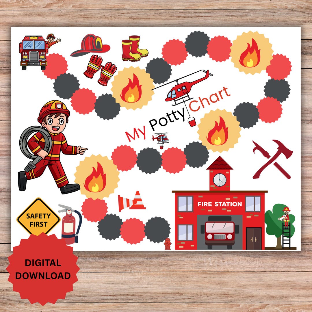 Fireman Potty Training Chart With Certificate of Achievement, Printable ...