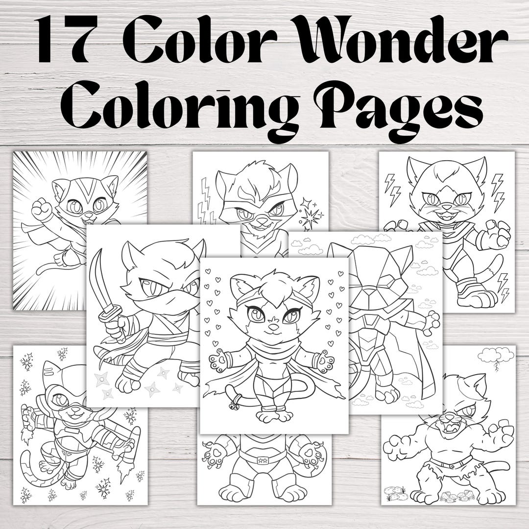 Superhero Cats Coloring Pages, 17 Printable Coloring Pages, Designed to ...