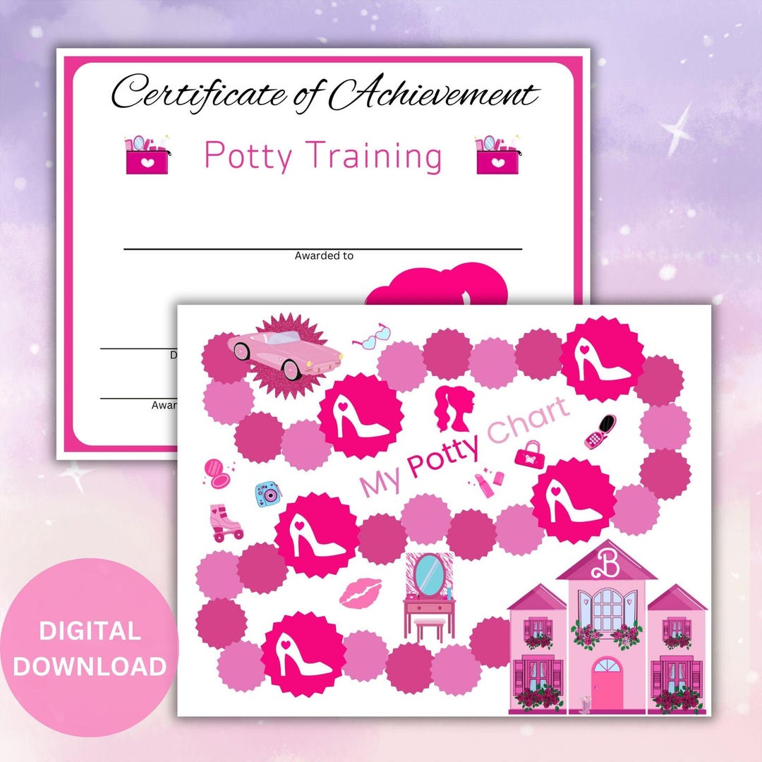 Barbie Potty Chart, Reward Chart, Potty Training, Printable Potty Chart ...