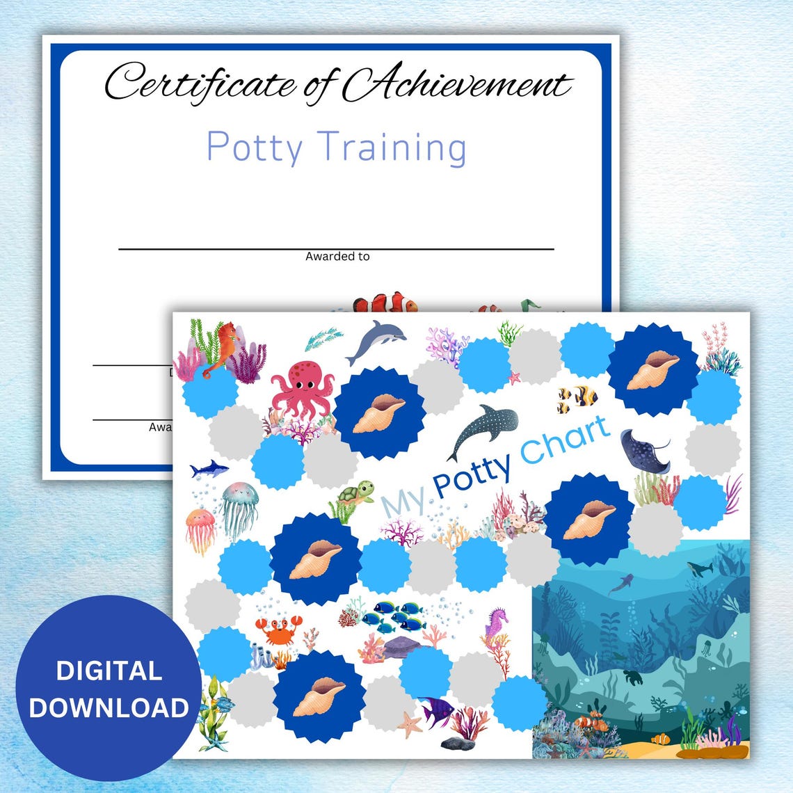 Under the Sea Potty Training Chart, Reward Chart for Toddlers ...