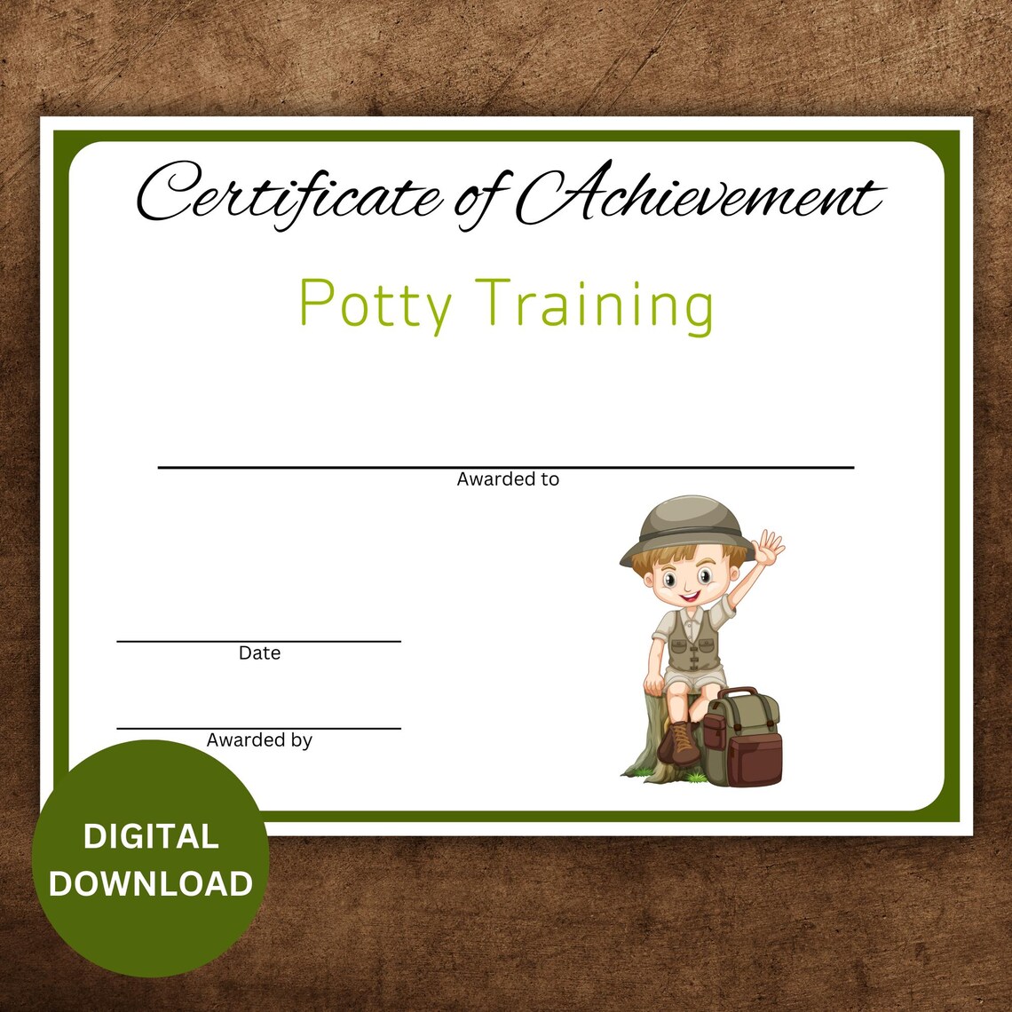 Safari Themed Potty Training Chart W/certificate and Characters, Jungle ...