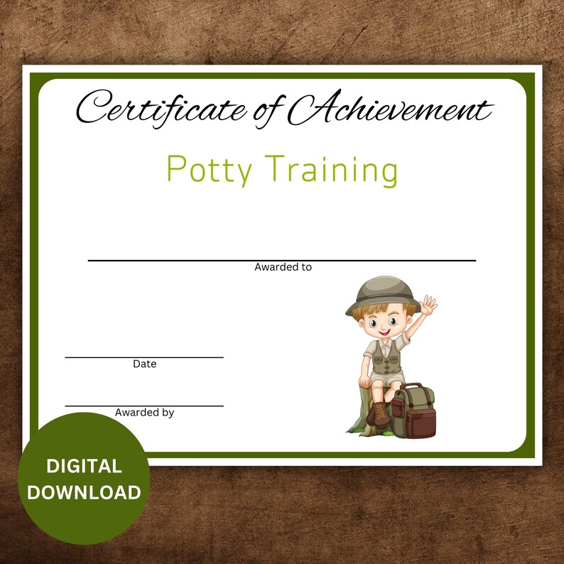 Safari Themed Potty Training Chart W/certificate and Characters, Jungle ...