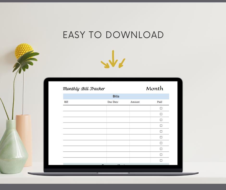 Monthly Bill Tracker Template | Bill Payment Tracker | Digital Bill ...