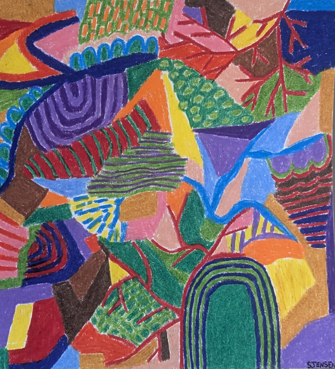 5x5in Original Colored Pencil Drawing on Paper, Colorful Abstract ...