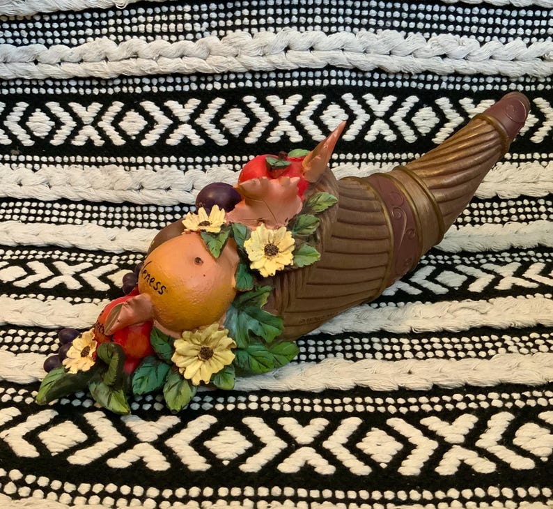 Vintage Changing Color Light Cornucopia Fall Harvest Centerpiece ...