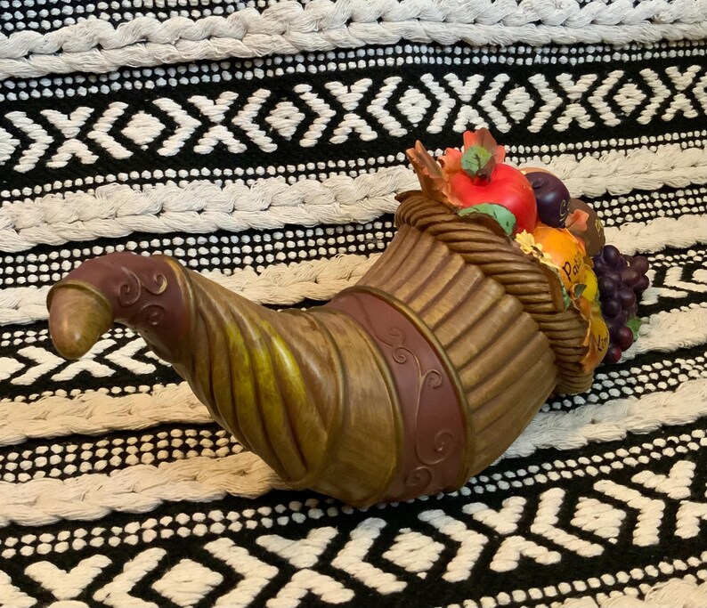 Vintage Changing Color Light Cornucopia Fall Harvest Centerpiece ...