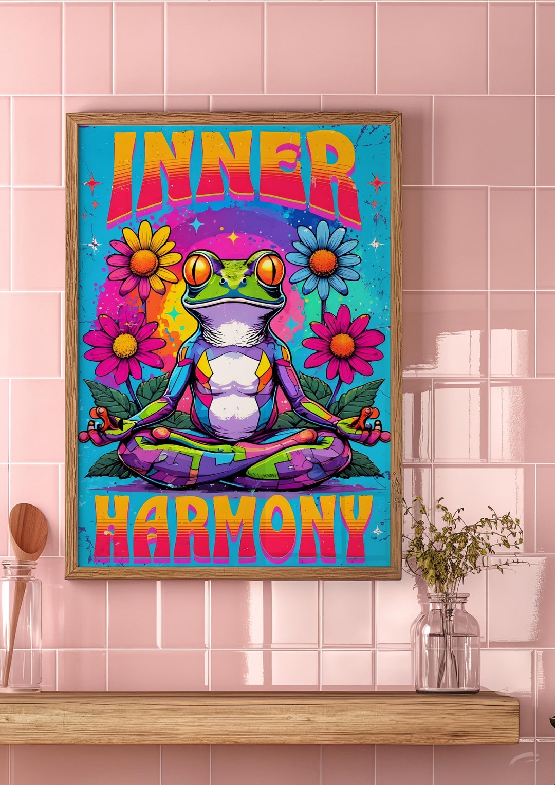 Retro Frog Poster – 80s Pop Art Print – Colorful Frog Wall Art ...