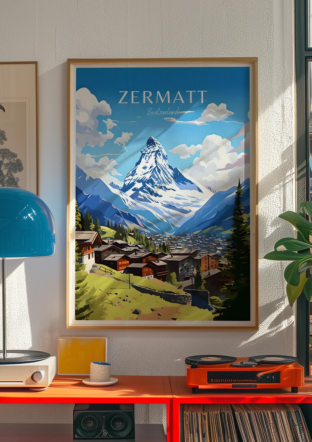 Zermatt Poster – Colorful Swiss Alps Wall Art, Digital Print of ...