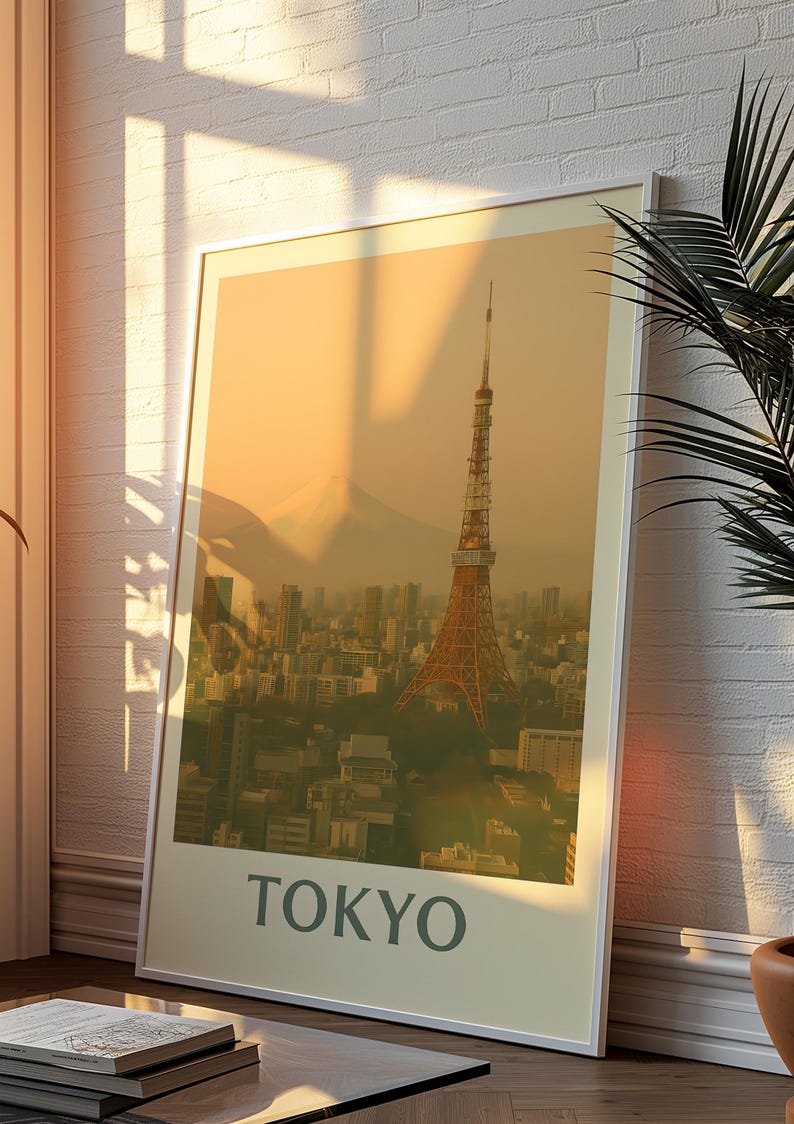Tokyo Japan Vintage Travel Poster Printable Wall Art With Mount Fuji ...