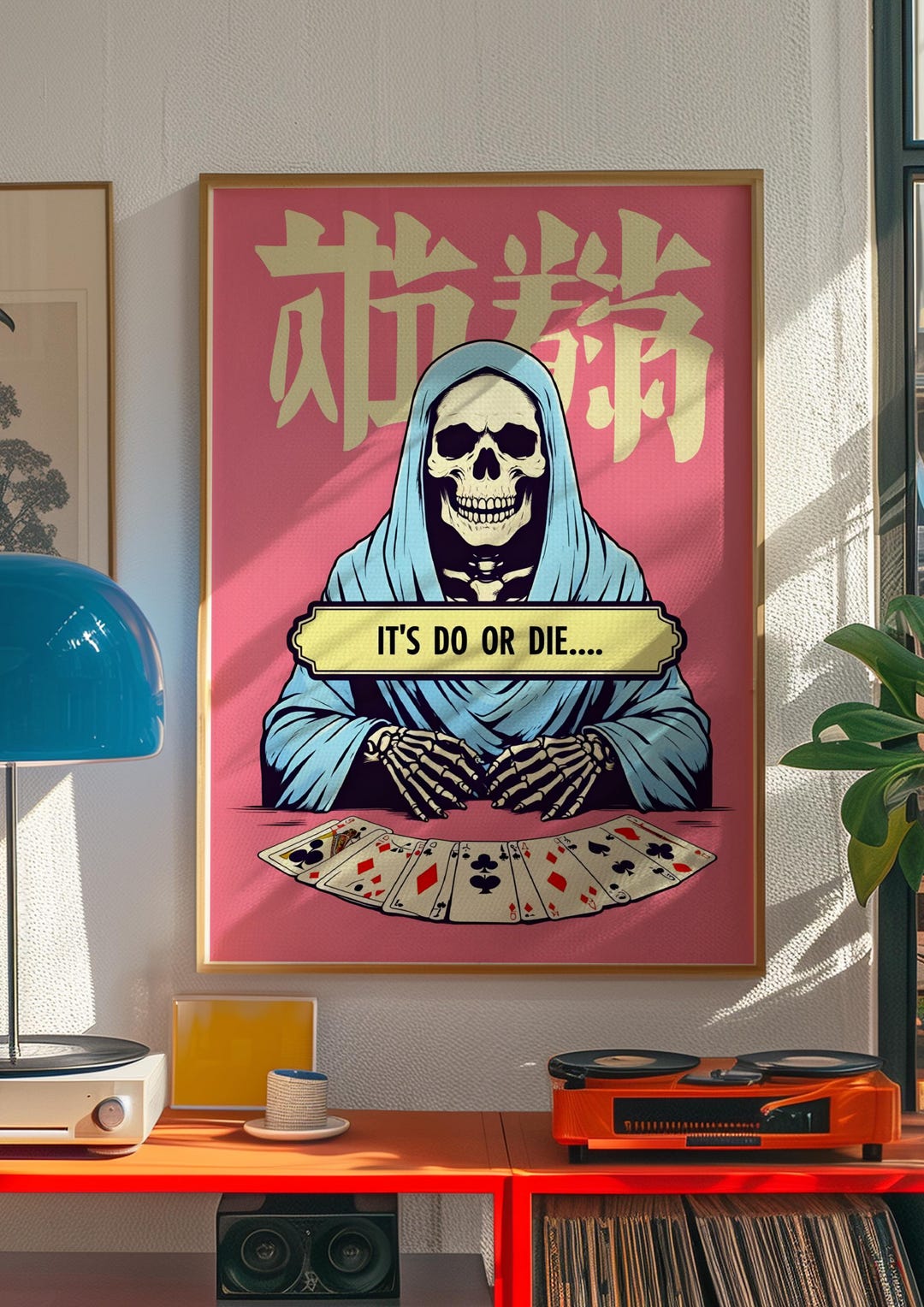 Skeleton Poker Digital Poster - Dark Gothic Wall Art - Do or Die Print ...