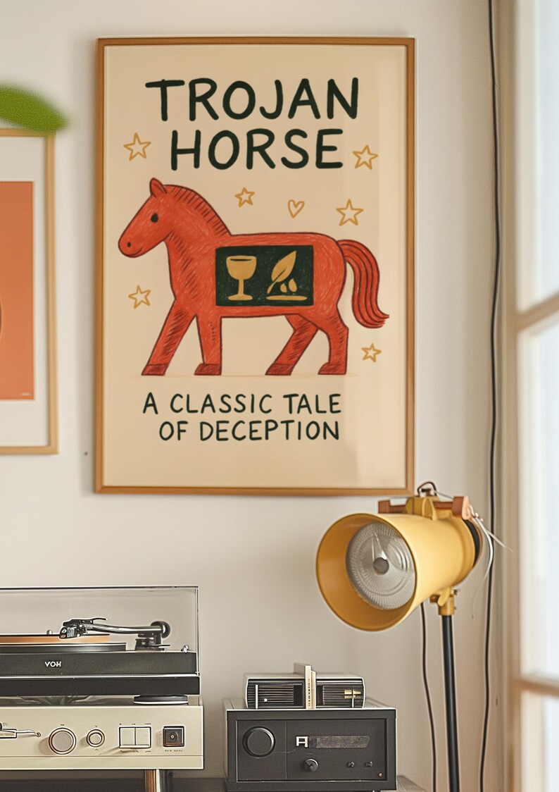 Trojan Horse Digital Print – Mythology Wall Art | Funny Greek History ...