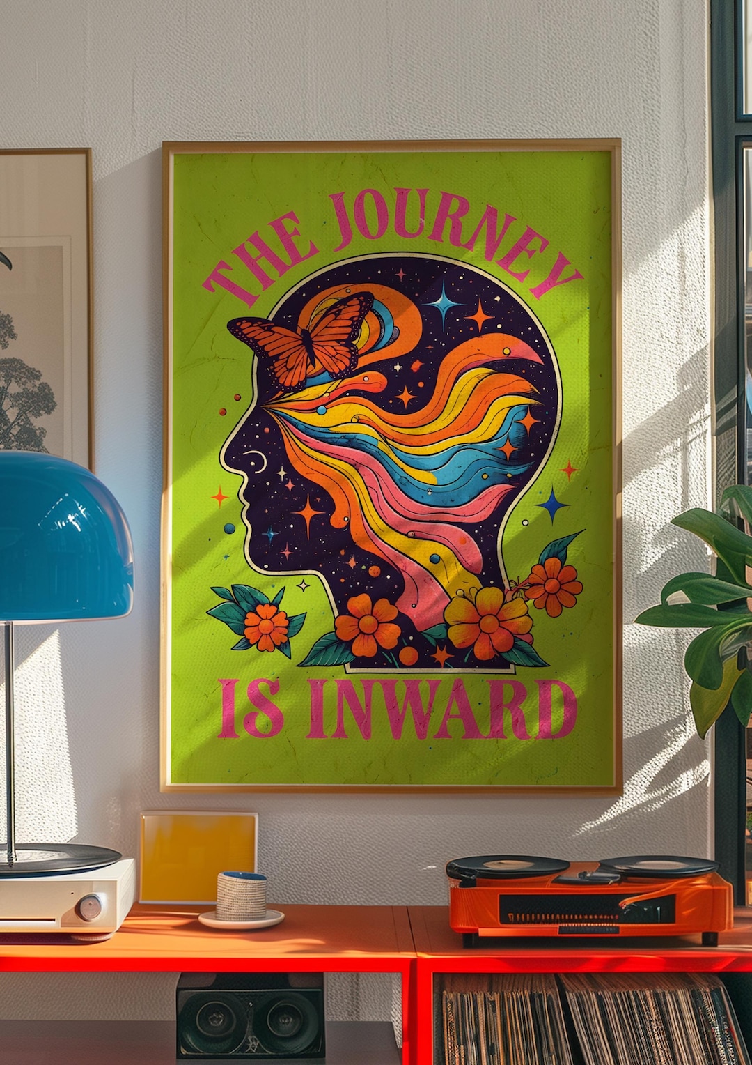 Retro 80s Pop Art Poster – Psychedelic Mind Art – Colorful Head Print ...