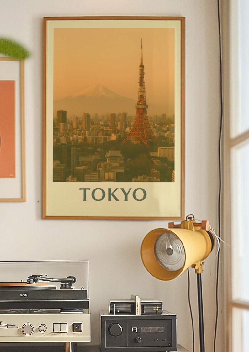 Tokyo Japan Vintage Travel Poster Printable Wall Art With Mount Fuji ...