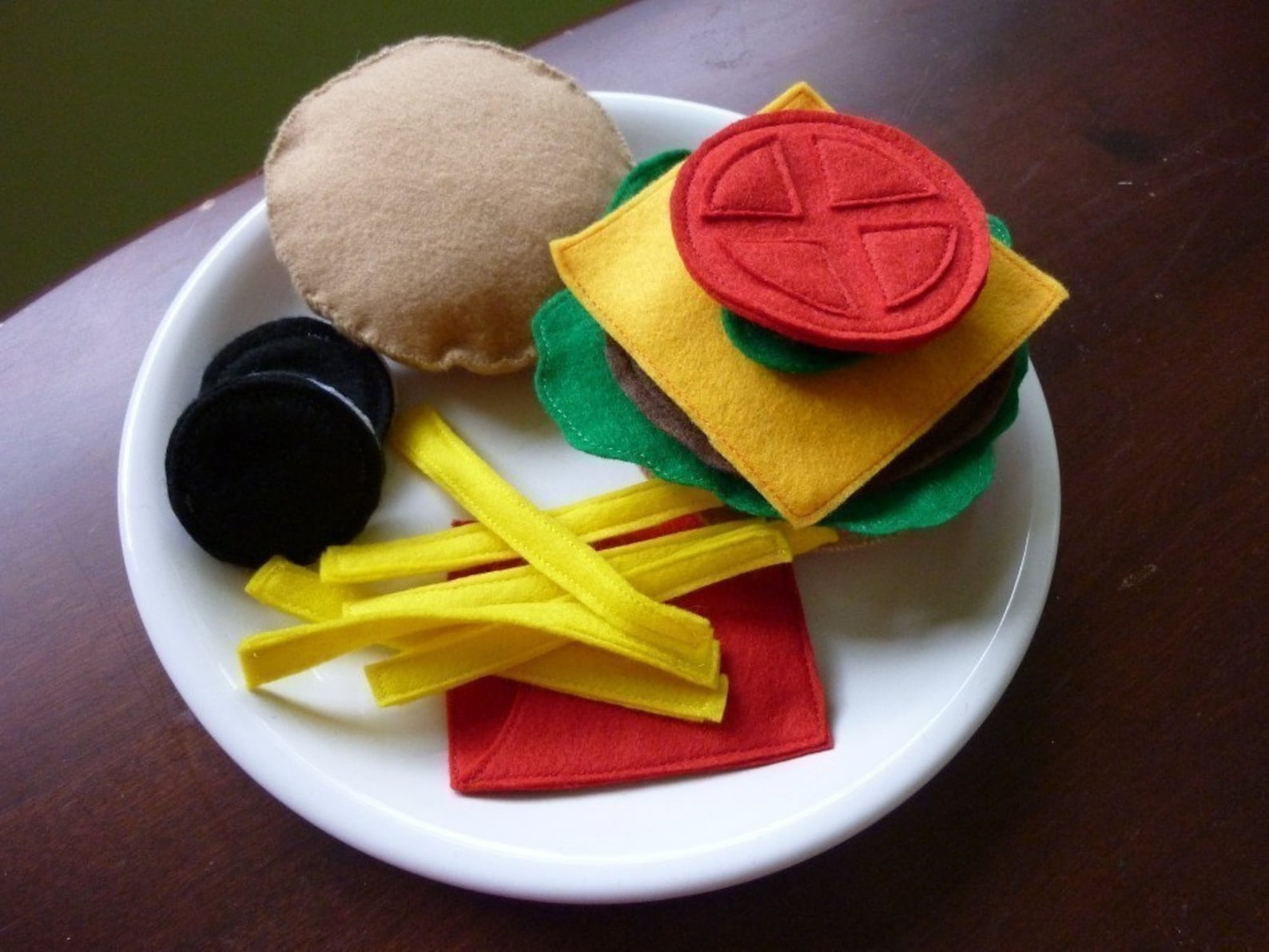 Burger and Fries Felt Play Food - Etsy