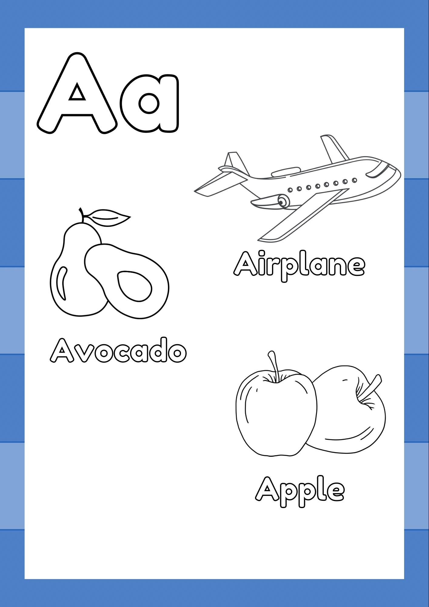 A-Z Kids Coloring Book With Illustrations - Etsy