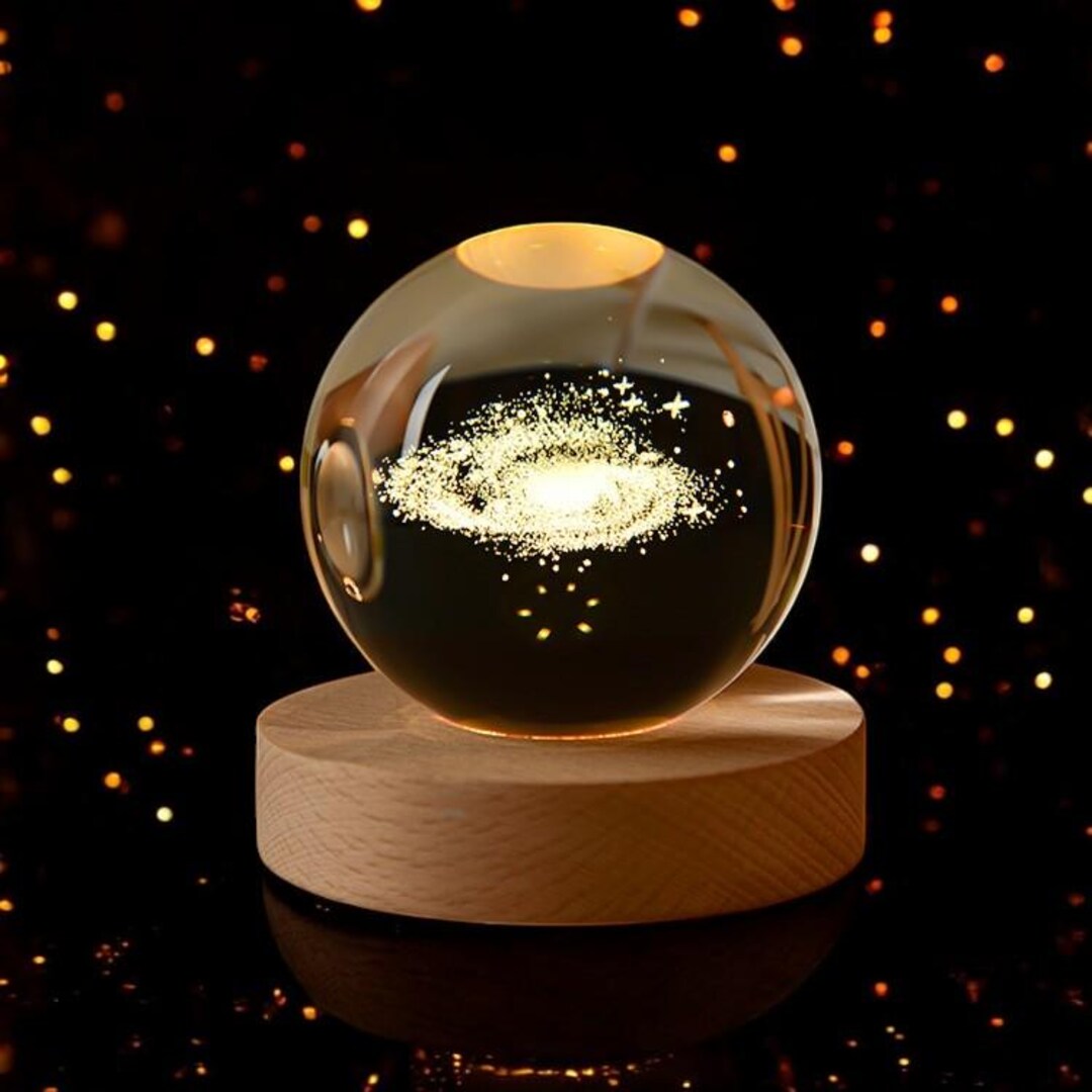 3D Solar System Night Light - Crystal Ball Planet Lamp, Astronomy Desk ...