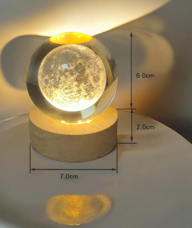 Saturn Girl Crystal Ball Lamp – Cosmic Light With Wooden LED Base - Etsy