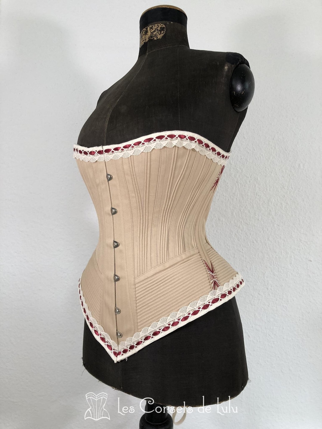 Historically Inspired Corded Corset With Flossing and Lace Made of ...