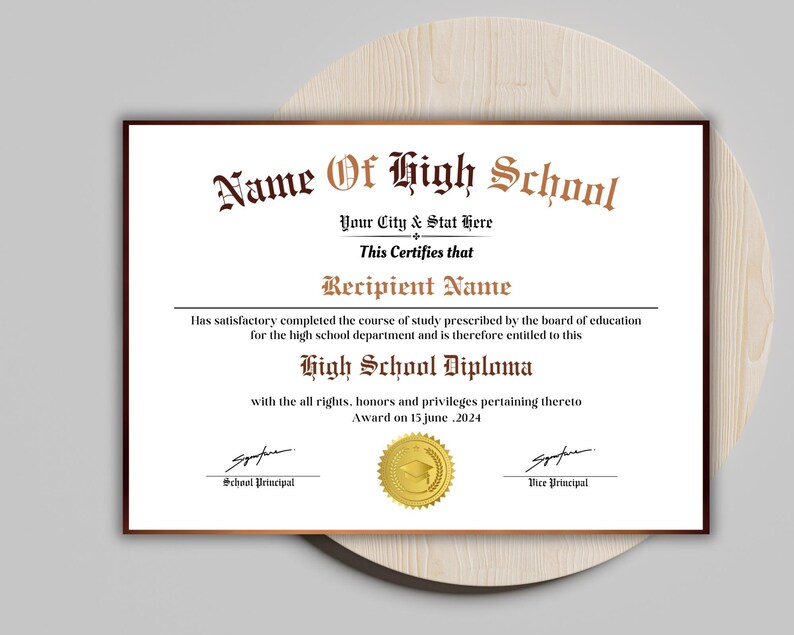 Editable High School Diploma Template, Home School Diploma, High School ...