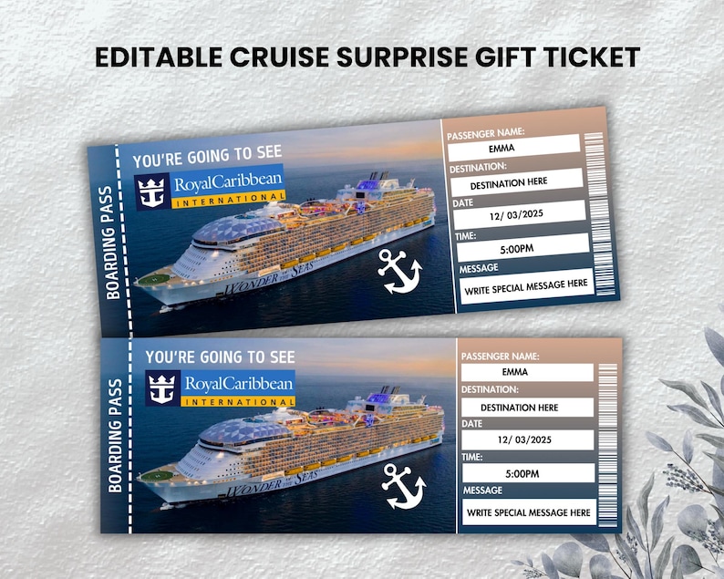 Editable Cruise Surprise Ticket Template (canva Editable) - Etsy